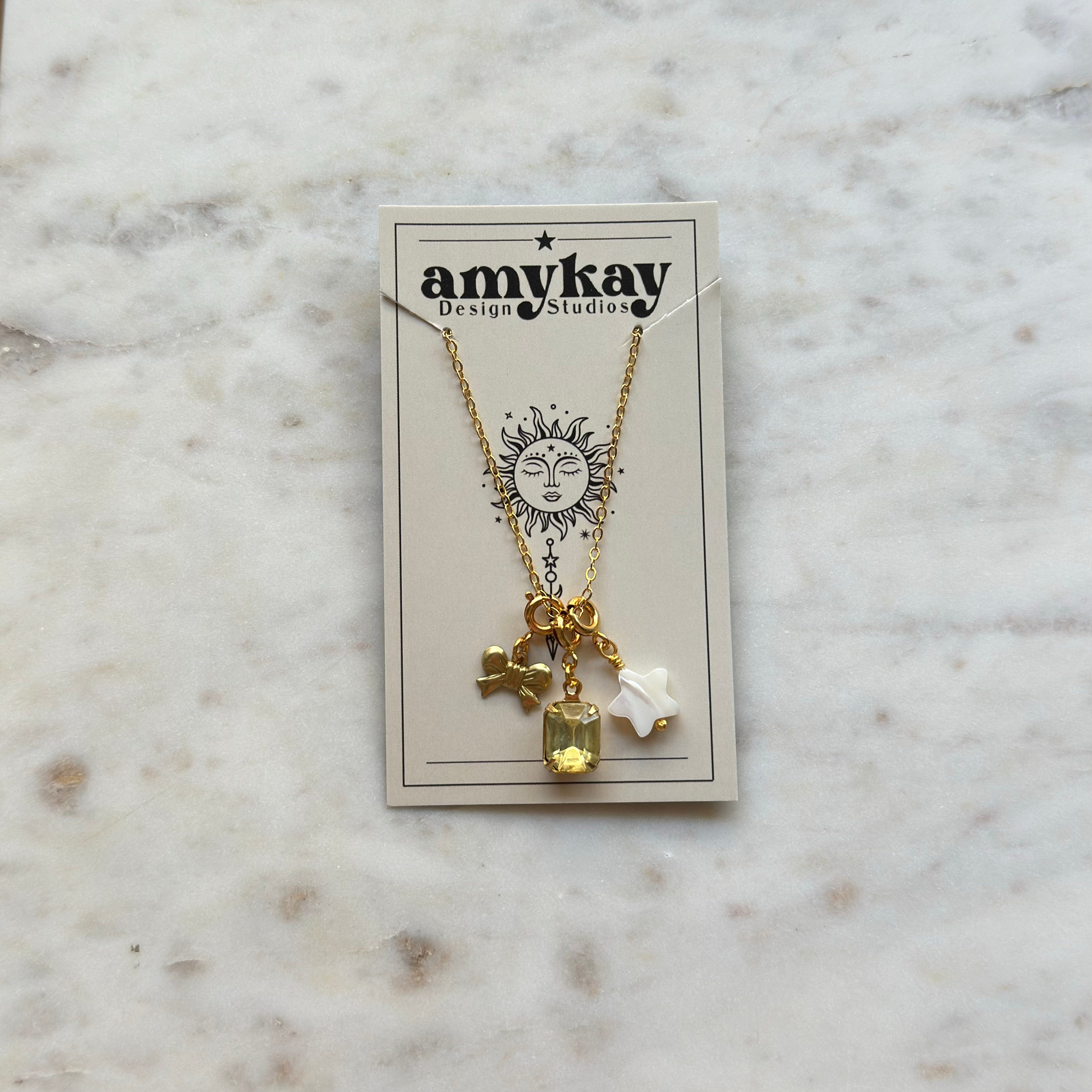 Yellow Charm Necklace Gift Set – amykaydesignstudios